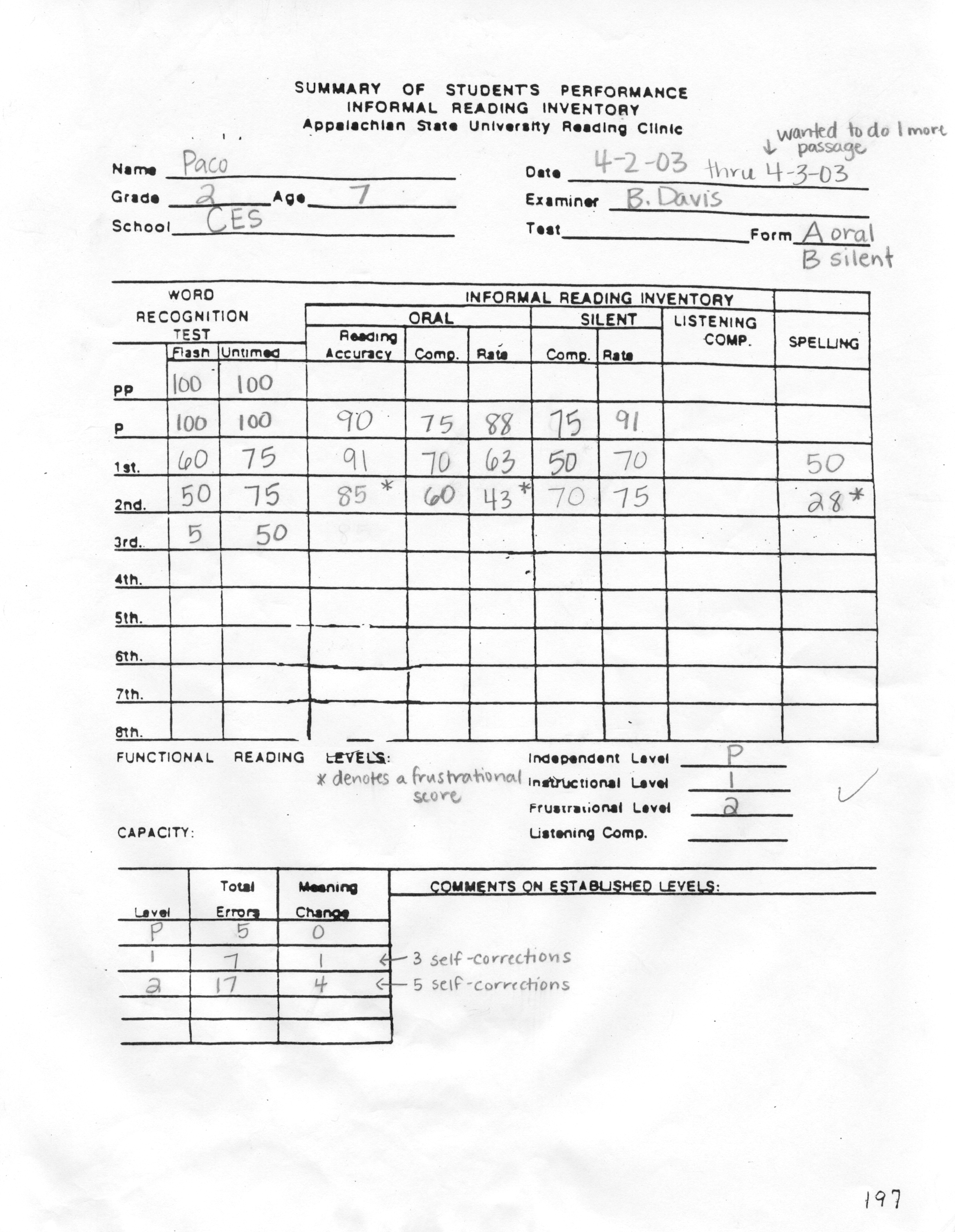 Crazy Printable Informal Reading Inventory Hunter Blog